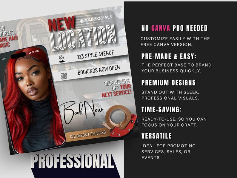 New Location Template, We Moved Flyer, DIY Canva Flyer, Location Change ...