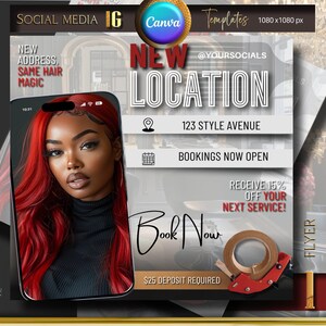 New Location Template, We Moved Flyer, DIY Canva Flyer, Location Change ...