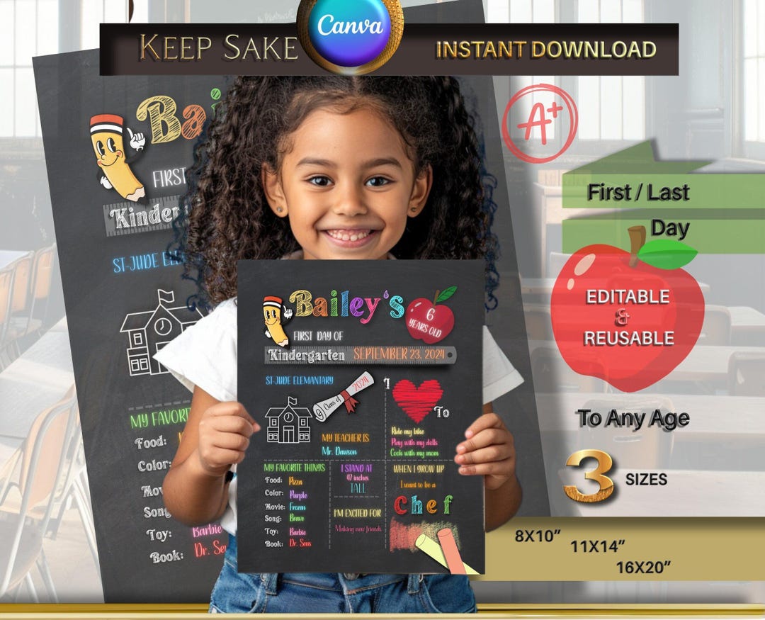 Editable First Day of School Sign, First Day of School, Printable, Back ...