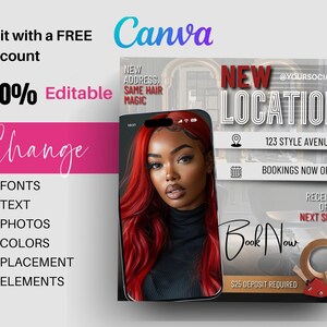 New Location Template, We Moved Flyer, DIY Canva Flyer, Location Change ...