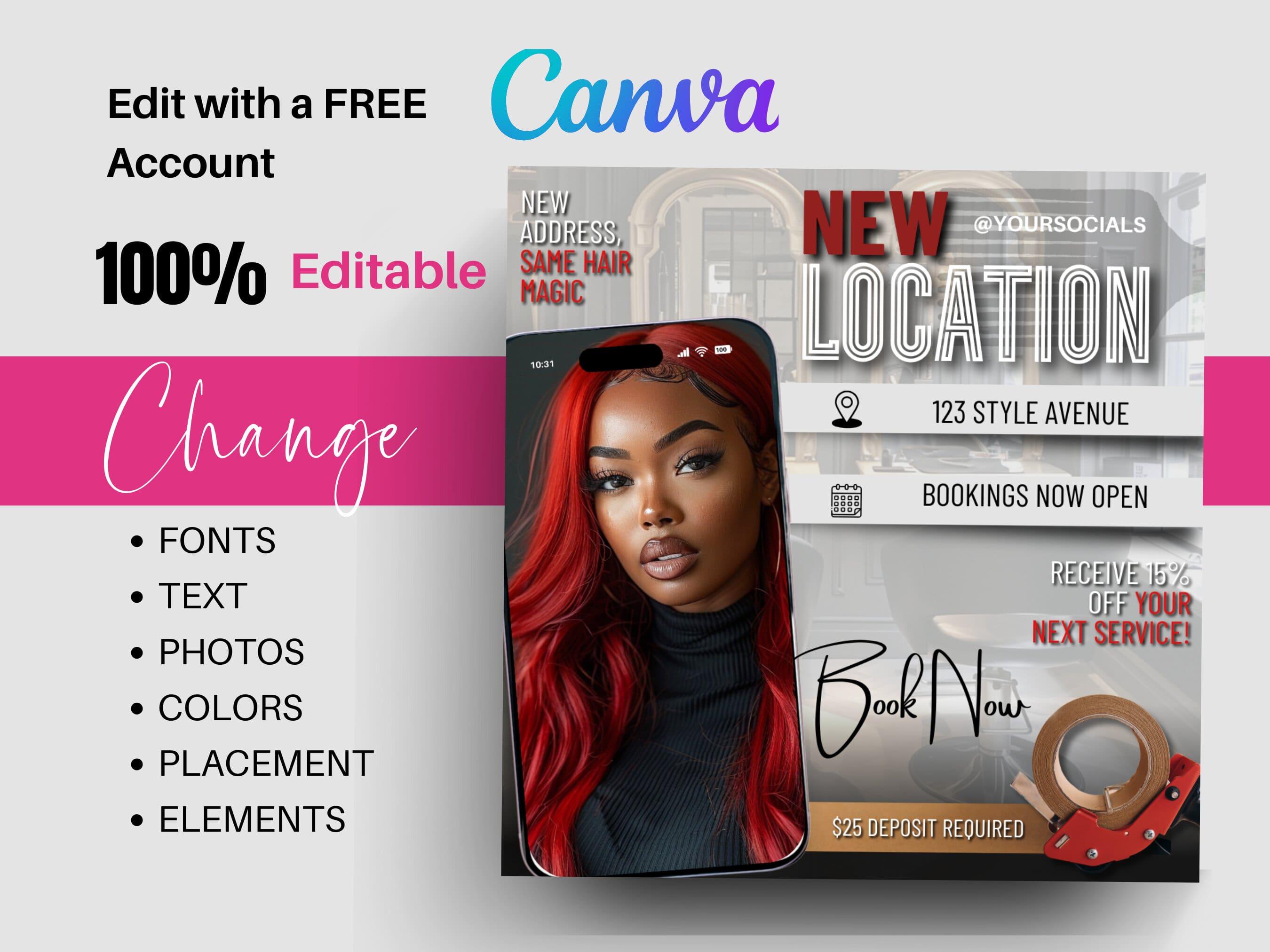 New Location Template, We Moved Flyer, DIY Canva Flyer, Location Change ...