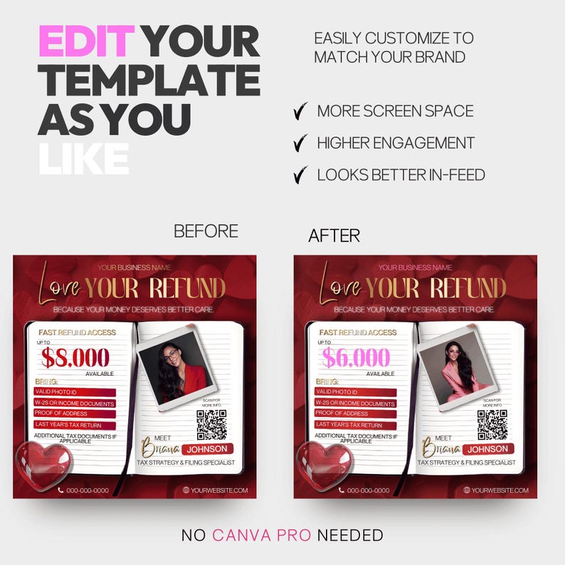 Tax Prep Flyer Template Canva · Accountant Marketing Post · Refund ...