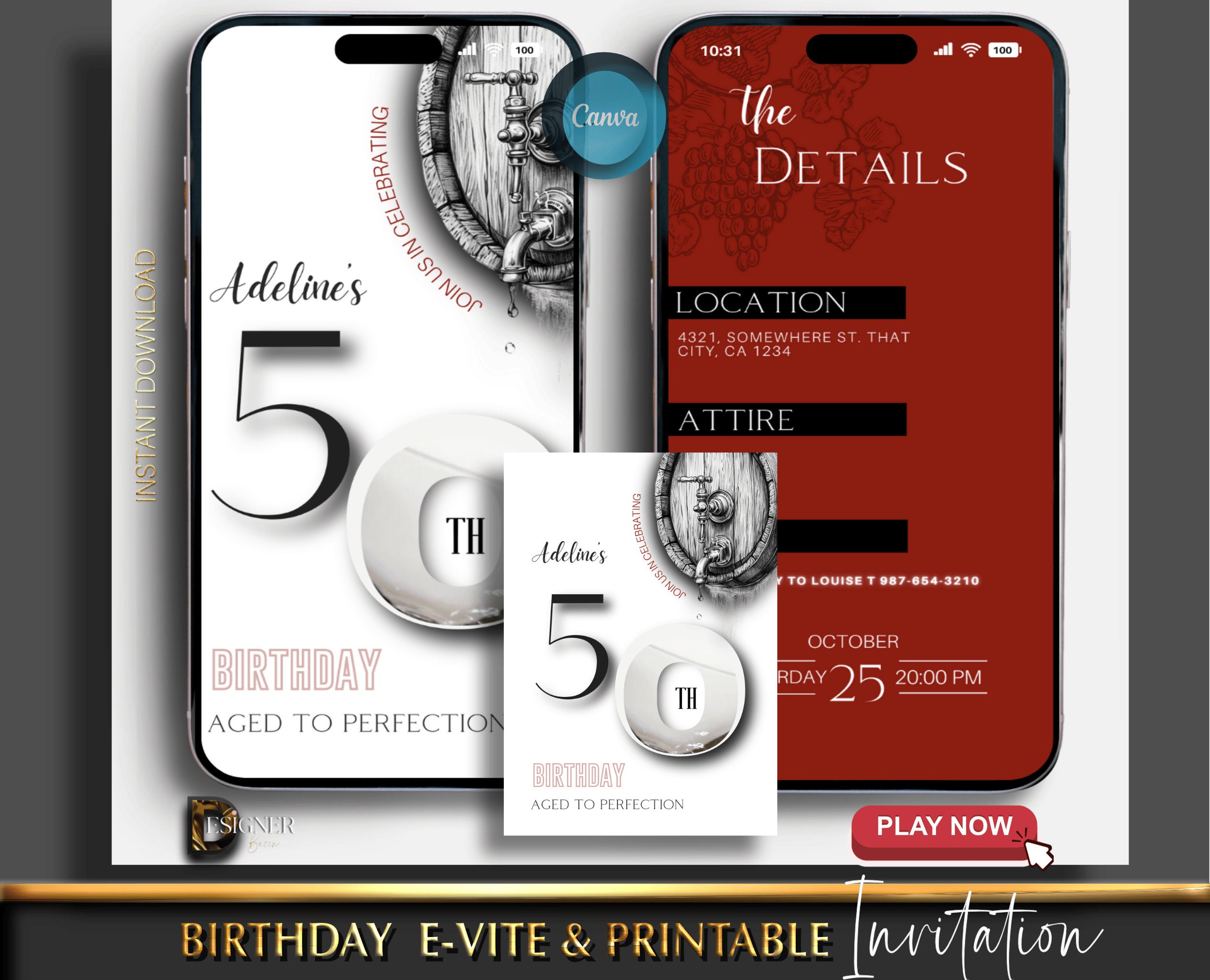 50th Birthday Party Invitation, Animated Party Invite, the Big Five Oh ...