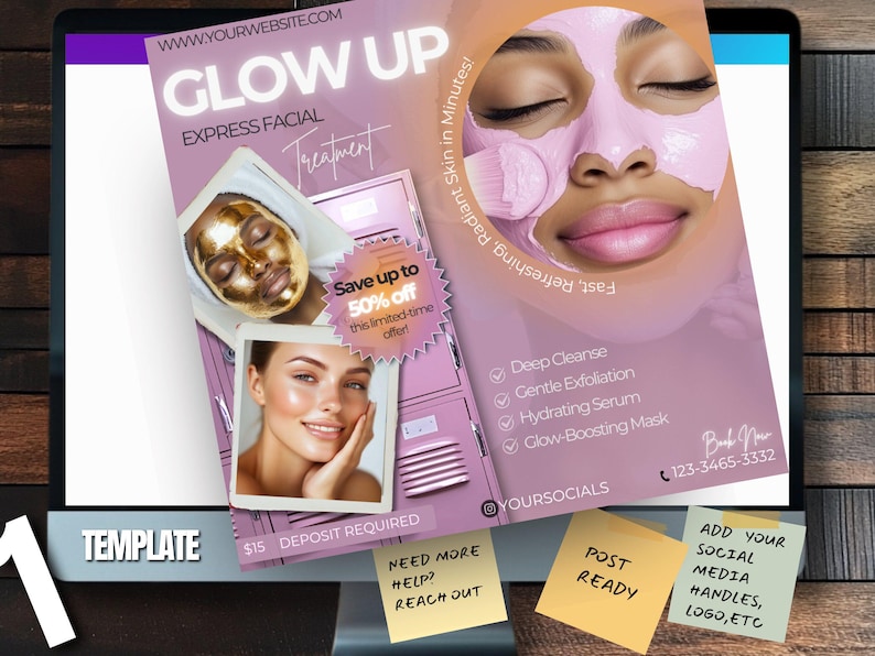 Facial Specials Flyer, PINK Facial Flyer, Facial Treatment Flyer ...