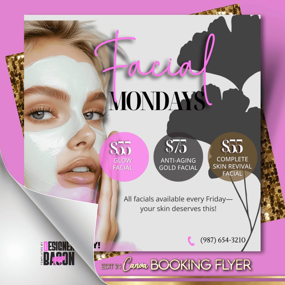 Facial Flyer, Facial Promo Flyer, Facial Treatment Flyer, Fresh Client ...