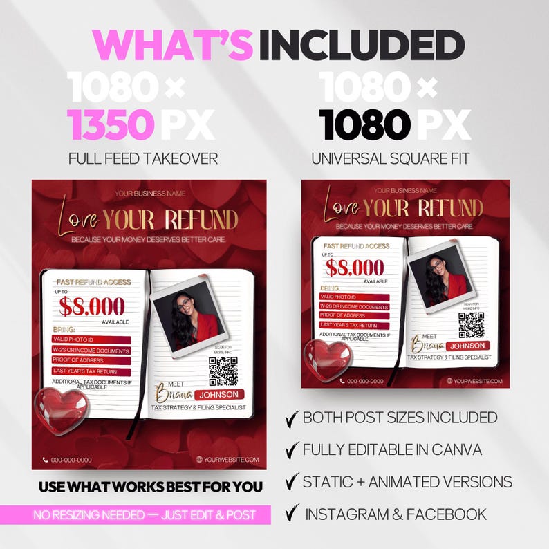 Tax Prep Flyer Template Canva · Accountant Marketing Post · Refund ...