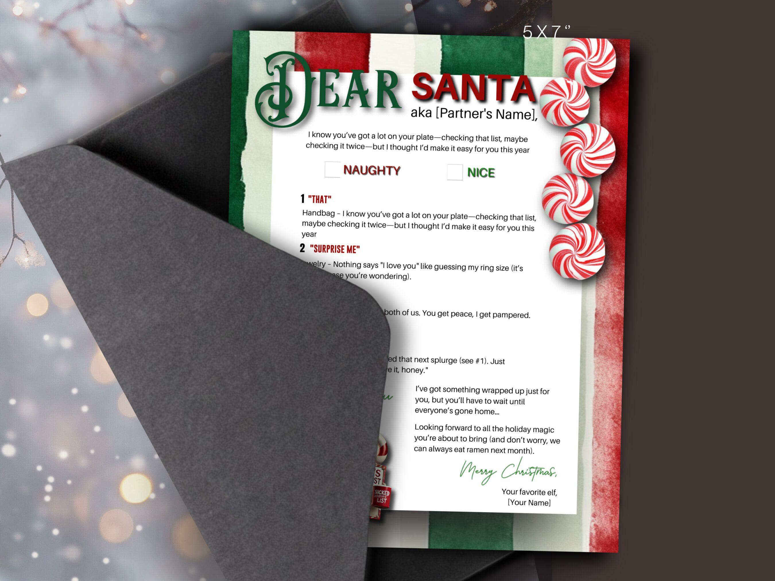 Adult Letter to Santa, Dear Santa Letter, Funny Letter to Santa ...