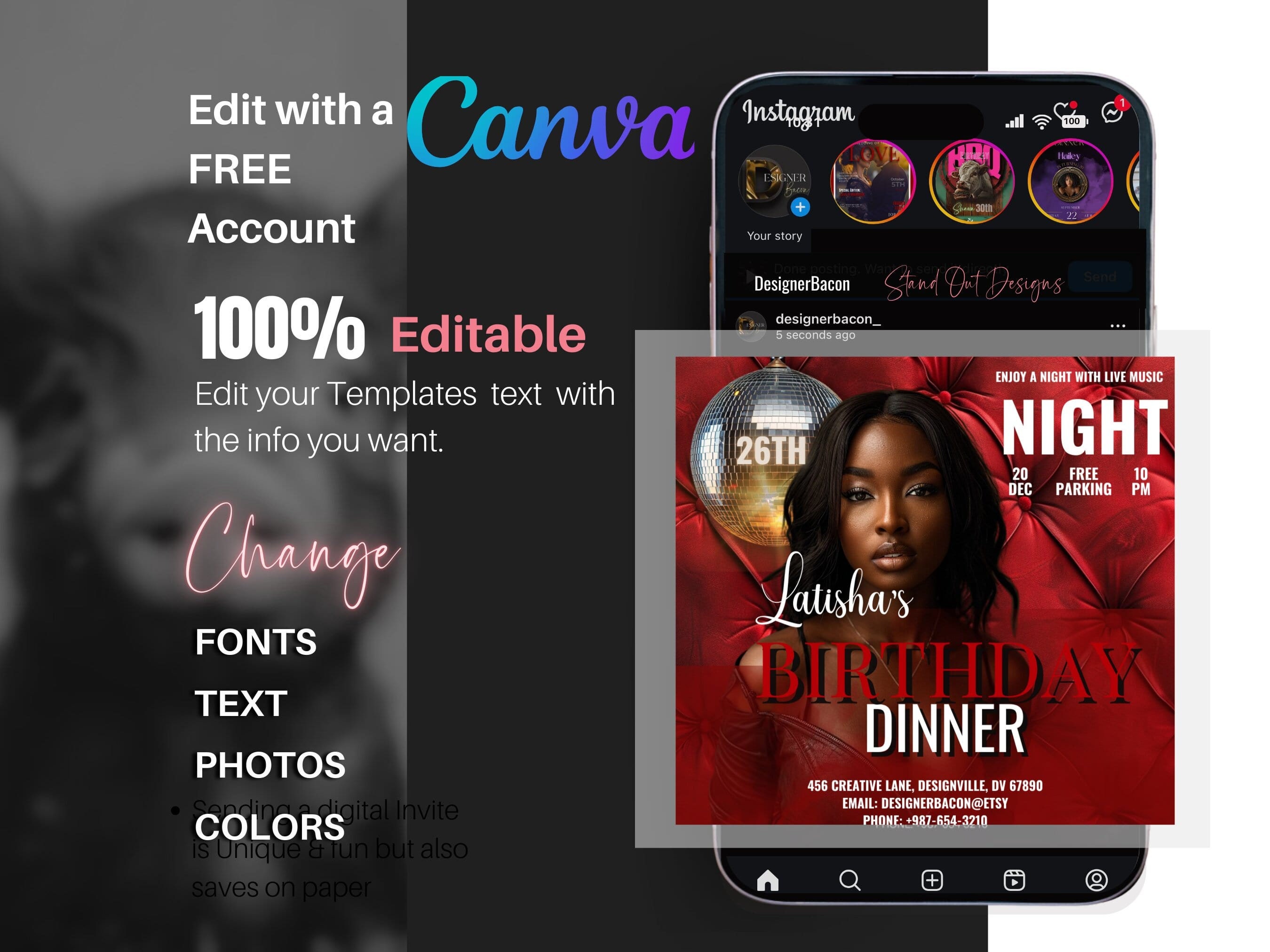 Red Birthday Flyer, Birthday Girl Invitation, Birthday Party Invitation ...