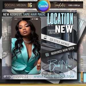 New Location Template, We Moved Flyer, DIY Canva Flyer, Location Change ...