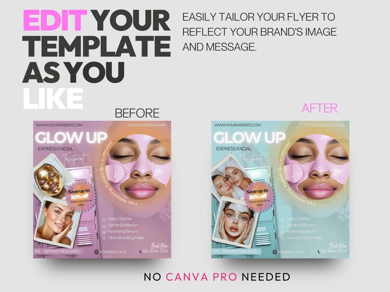 Facial Specials Flyer, PINK Facial Flyer, Facial Treatment Flyer ...