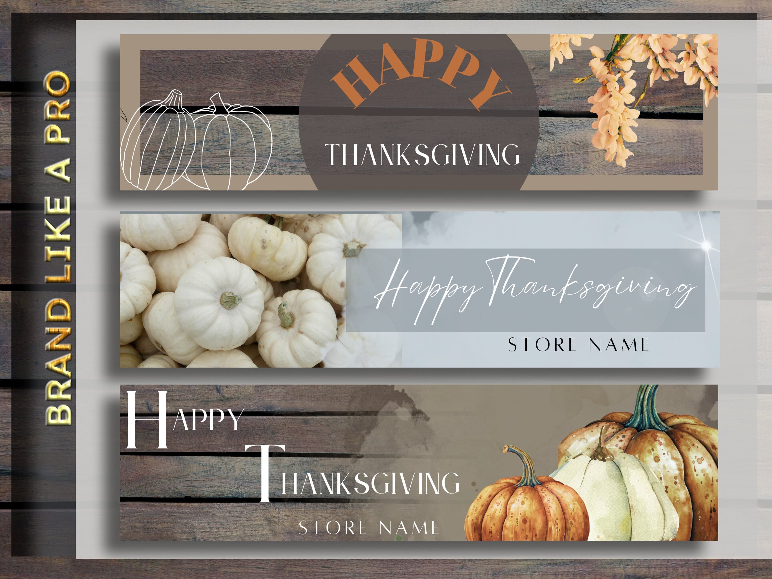 Etsy Shop Banner, Thanksgiving Shop Banners, Shop Covers, Canva ...
