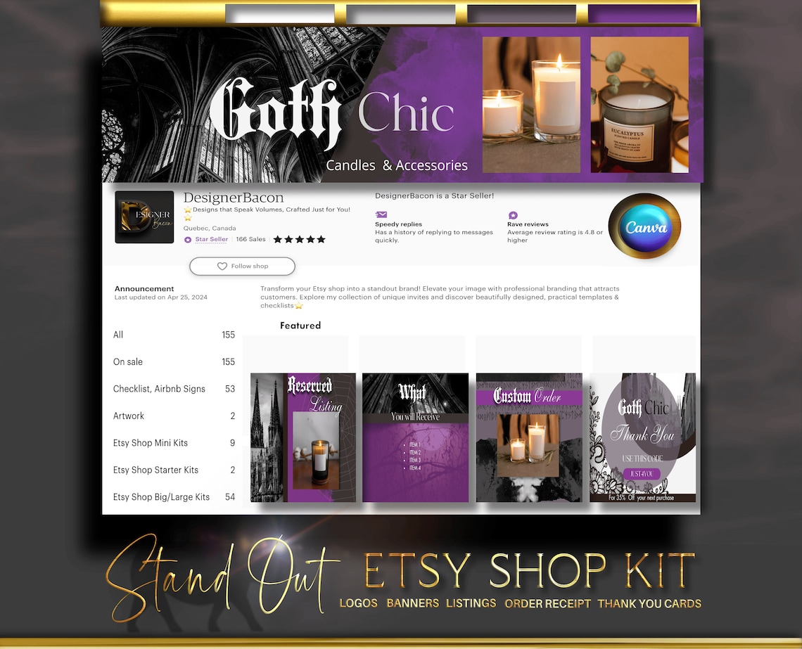 GOTHIC Etsy Shop Kit, Dark Etsy Banner, Goth Branding Kit, Photo ...