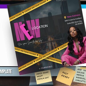 New Location Template, We Moved Flyer, DIY Canva Flyer, Location Change ...
