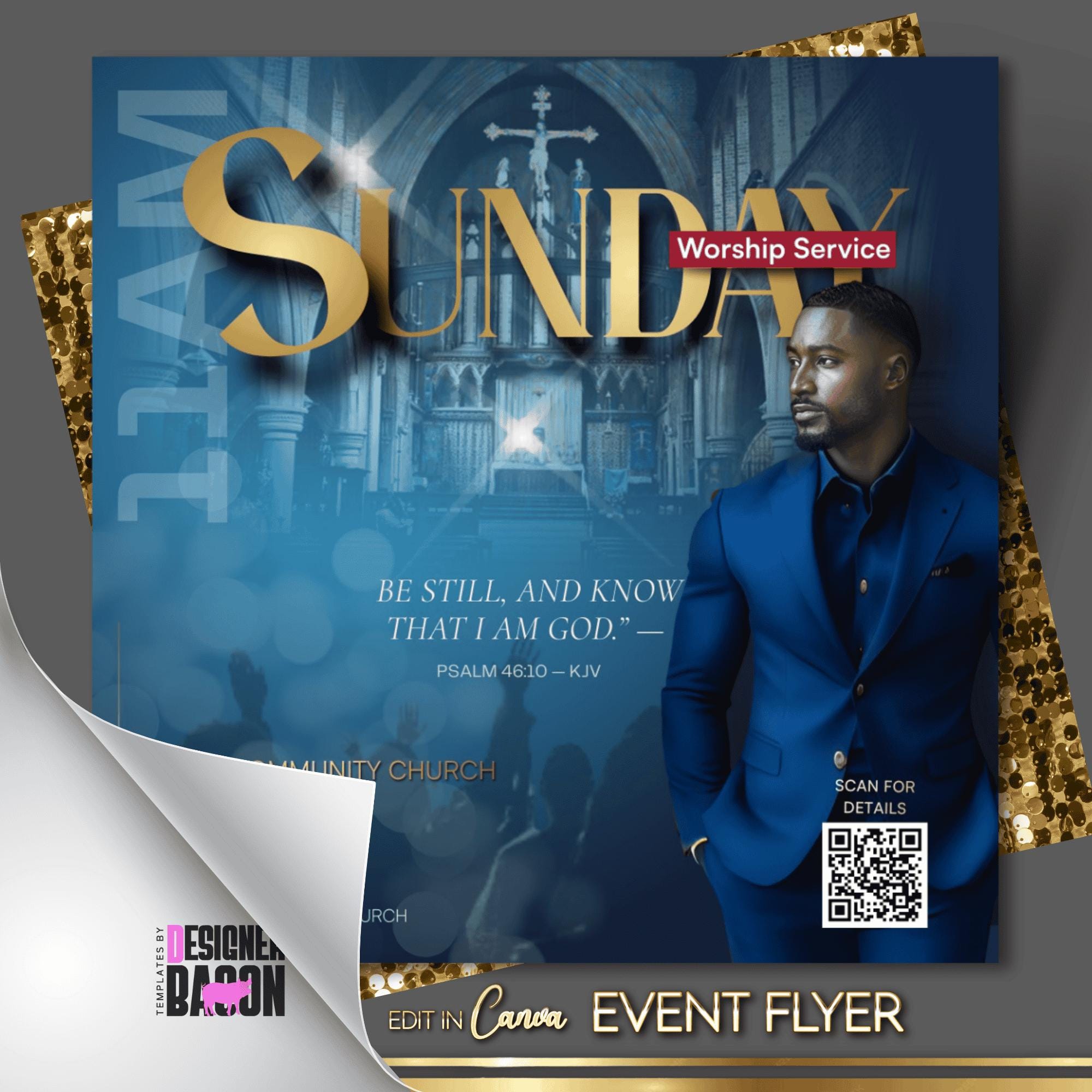 Church Flyer Template • Sunday Service Canva Flyer • Worship Event ...