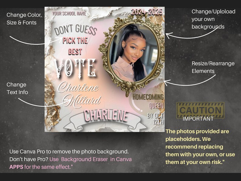Homecoming Flyer, Vote for Me, Template, HOCO Flyer, Homecoming Queen ...
