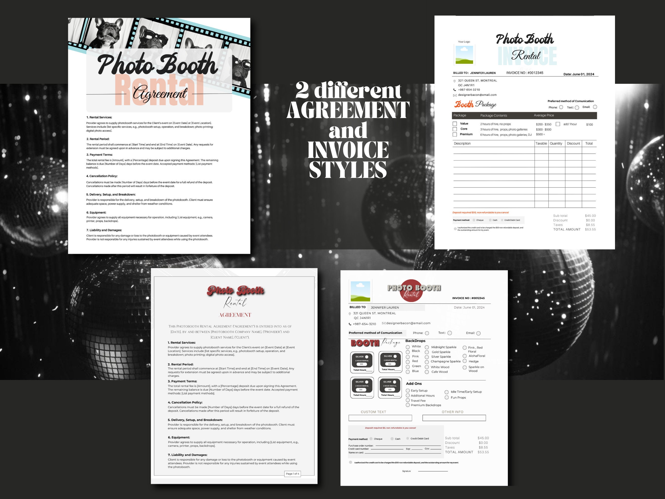 PHOTO BOOTH Contract, 360 Template Bundle, Rental Agreement Terms ...