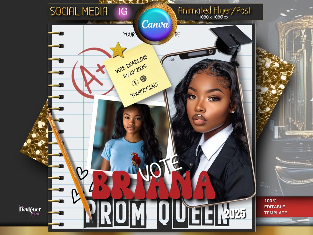 Vote Prom Queen Flyer, Homecoming Flyer, Prom Flyer, Canva Template ...