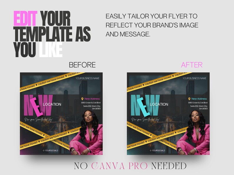 New Location Template, We Moved Flyer, DIY Canva Flyer, Location Change ...