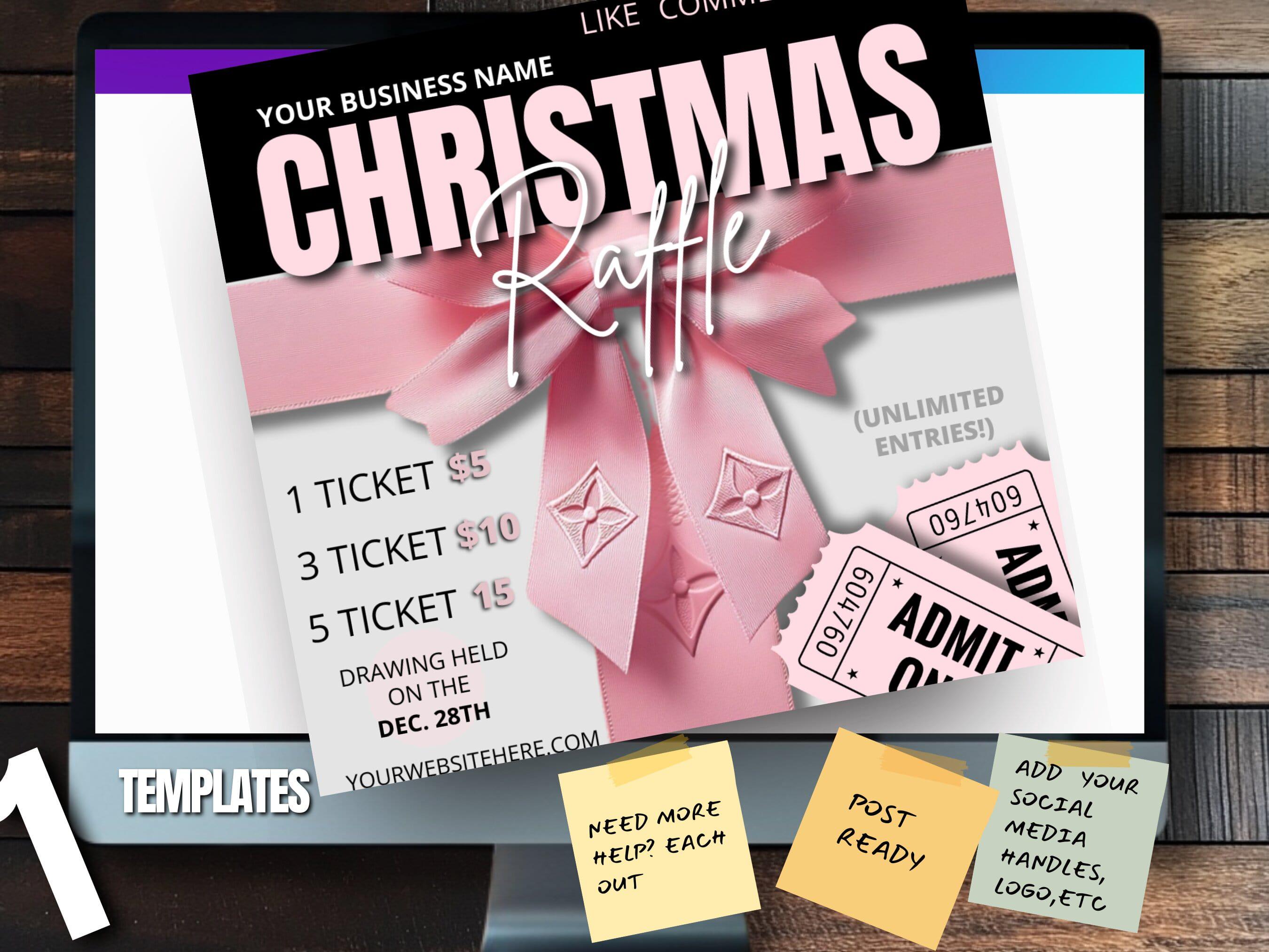 Christmas Raffle Giveaway Flyer, DIY Holiday Flyer, Giveaway Flyer ...