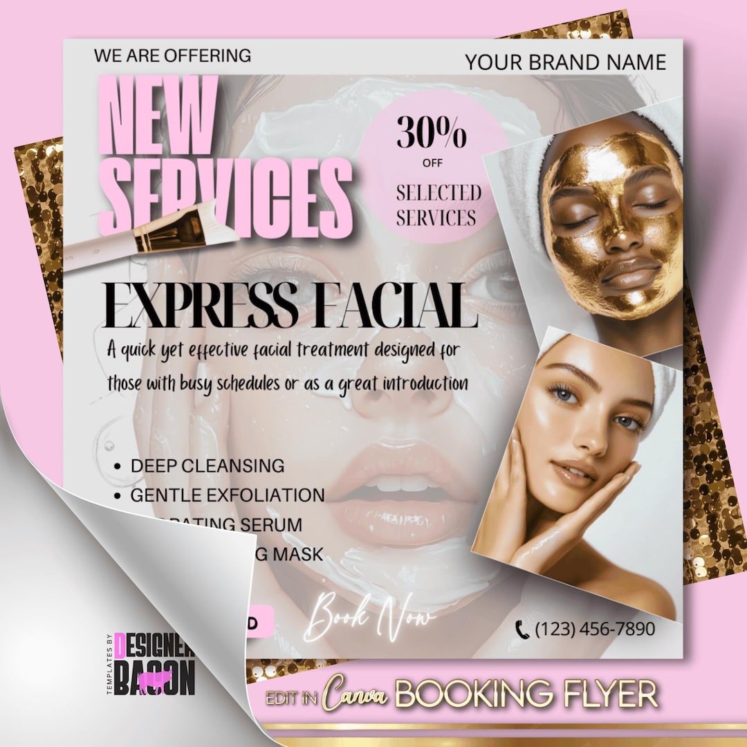 Facial Specials Flyer, PINK Facial Flyer, Facial Treatment Flyer ...