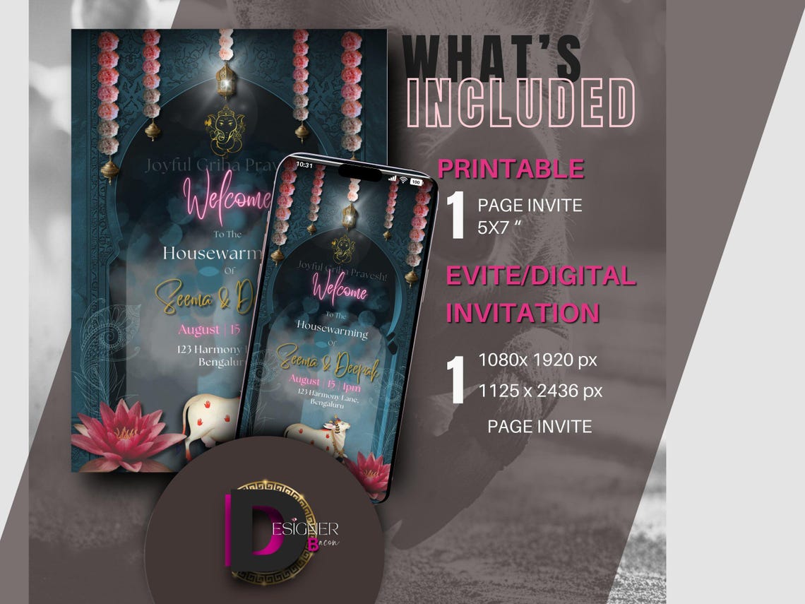 Indian Housewarming Invitation, Puja Digital Invitation, Gruha Pravesam ...