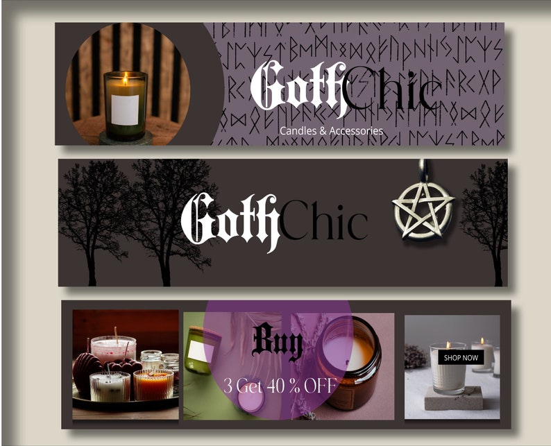 GOTHIC Etsy Shop Kit, Dark Etsy Banner, Goth Branding Kit, Photo ...