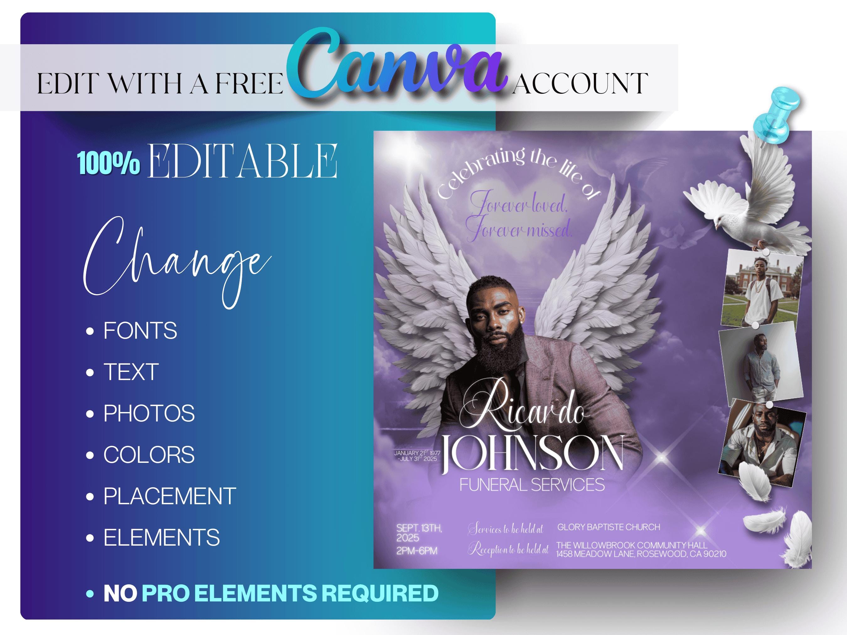 Memorial Funeral Announcement Flyer, Funeral Flyer Template ...