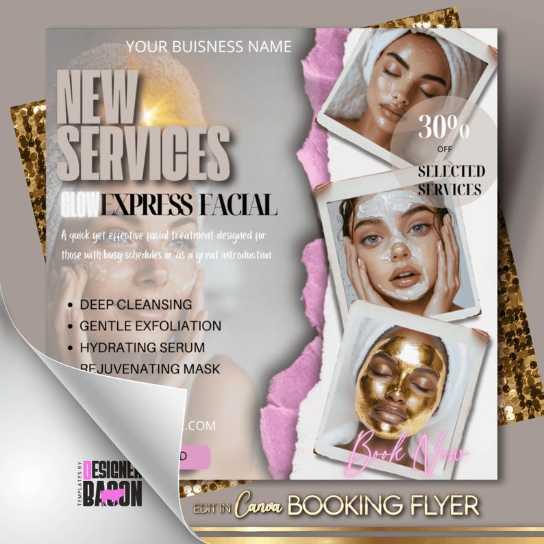Facial Specials Flyer, PINK Facial Flyer, Facial Treatment Flyer ...