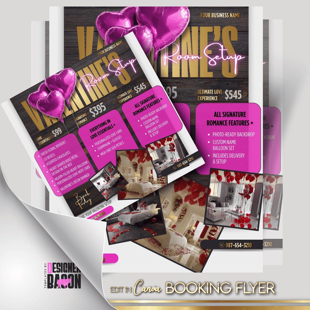 Valentine’s Room Setup Flyer Template • Editable Romantic Room Decor ...