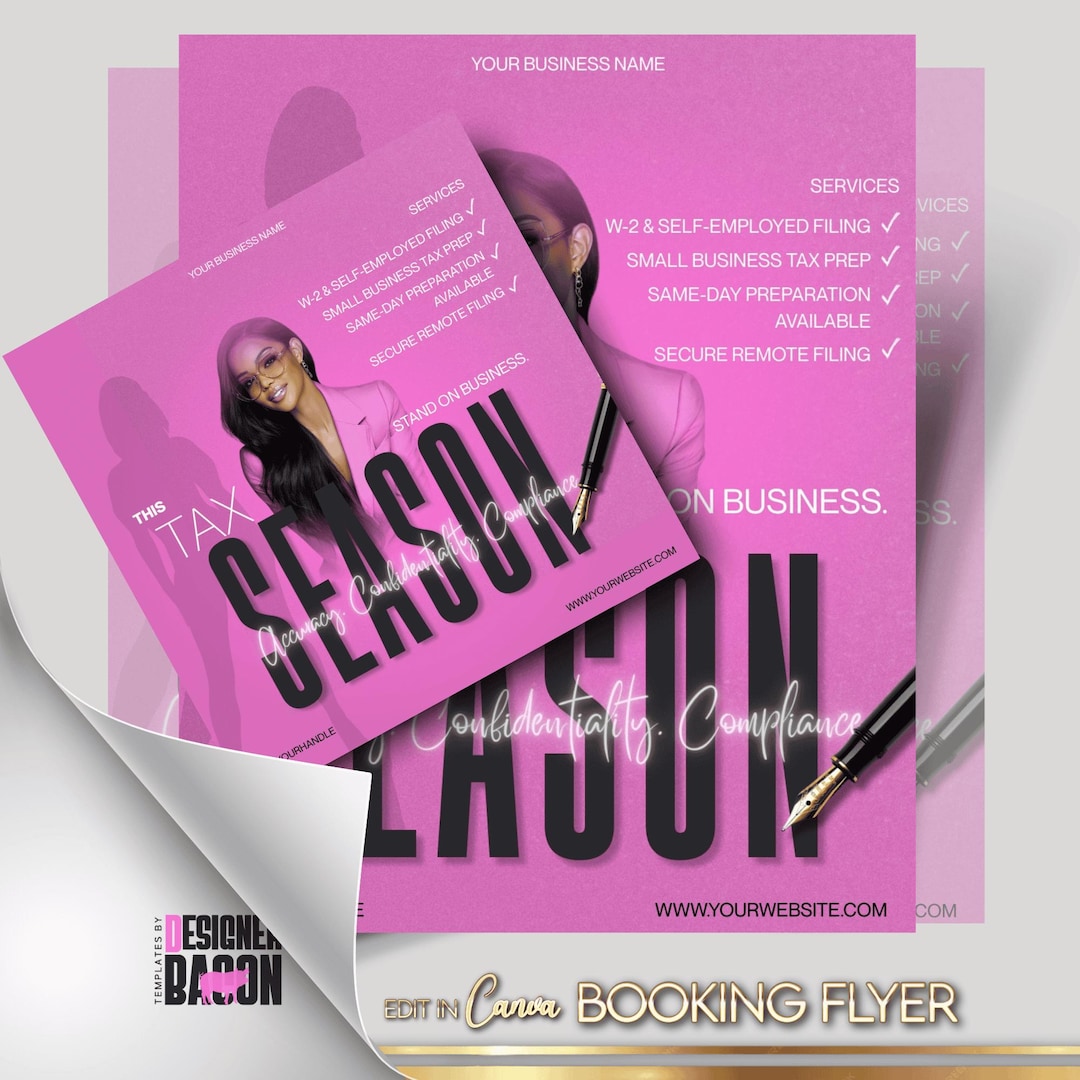 Tax Flyer Template Canva · Editable Tax Prep Flyer · Accountant Booking ...