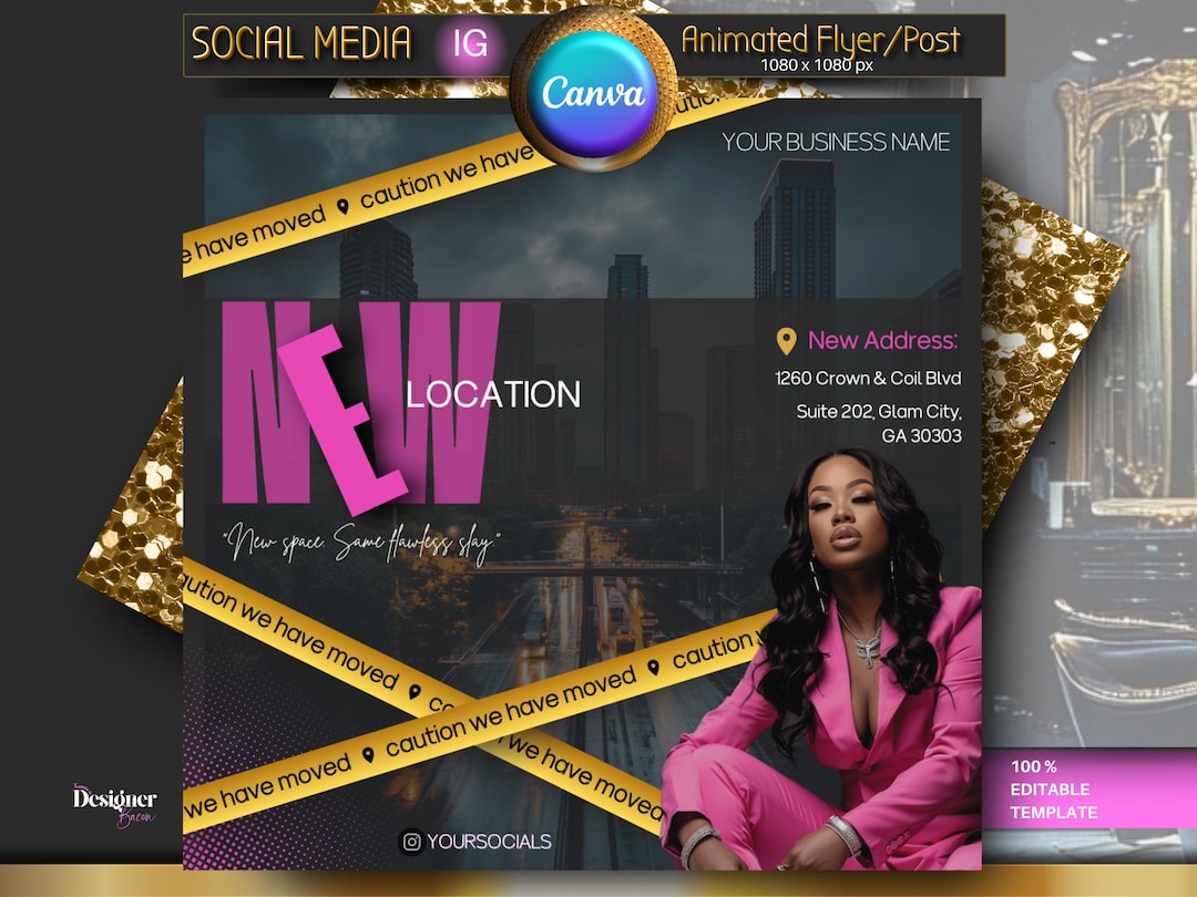 New Location Template, We Moved Flyer, DIY Canva Flyer, Location Change ...