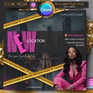 New Location Template, We Moved Flyer, DIY Canva Flyer, Location Change ...