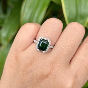 Emerald Cut Tsavorite Garnet Ring Vintage Green Tsavorite Garnet Ring ...