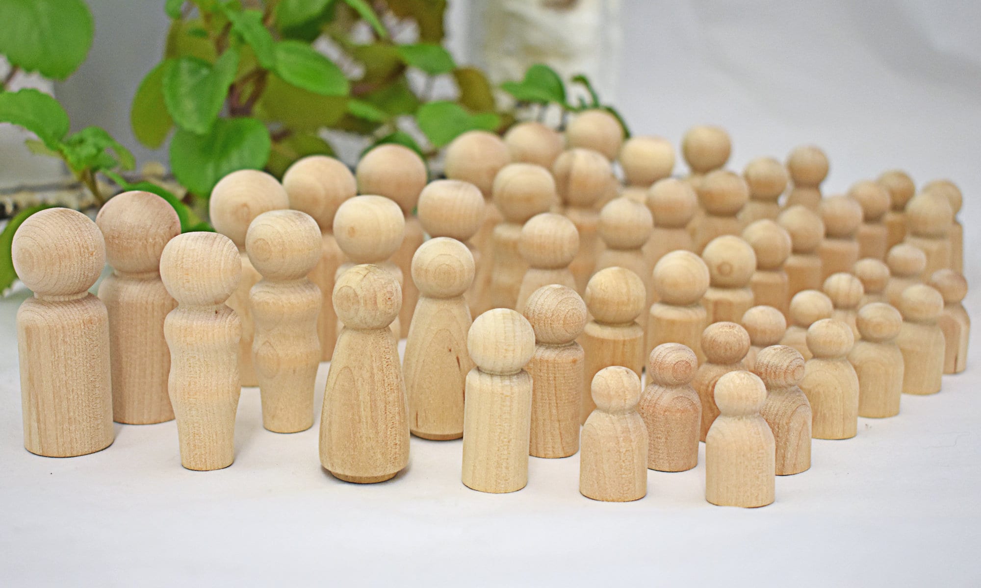 50 Wooden Decorative People Peg Dolls / Made in USA / Clayton's Wood ...