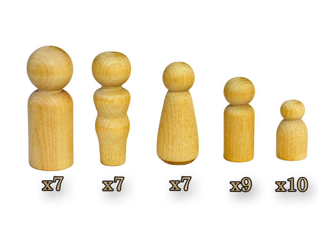 40 Wooden Decorative People Peg Dolls / Made in USA / Unfinished ...