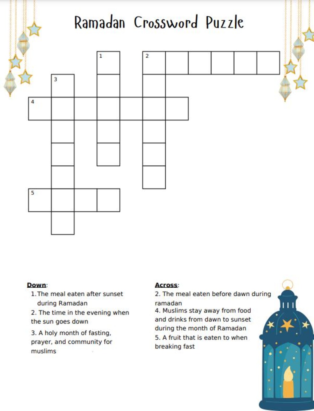 Ramadan Crossword Puzzle - Etsy Australia