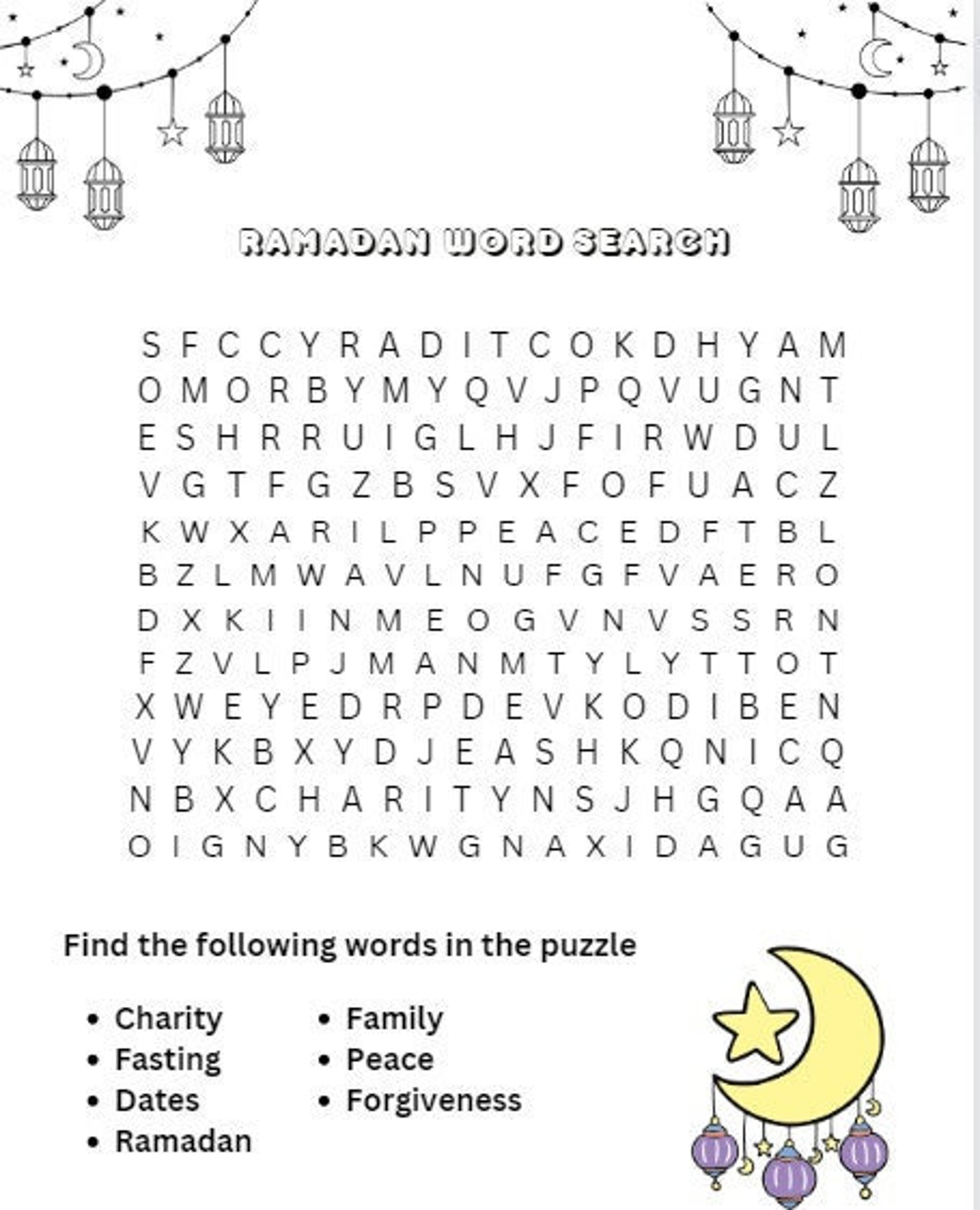 Ramadan Coloring and Word Search Sheet - Etsy