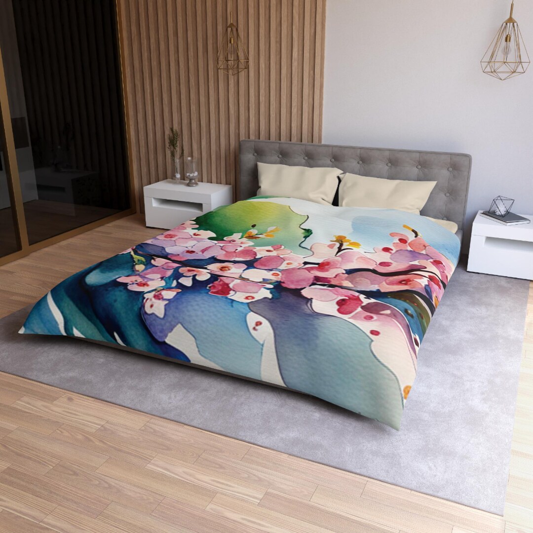 Floral Comforter Cherry Blossom Duvet Cover, Bedding Set, Japanese ...