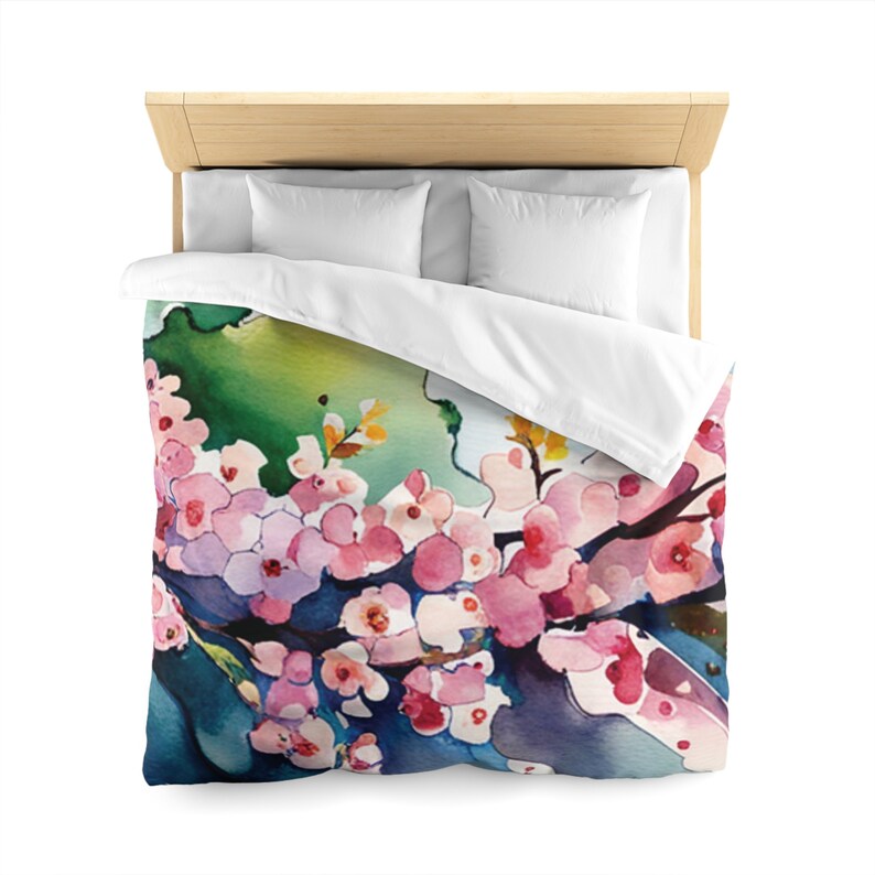 Cherry Blossom Duvet Cover, Bedding Set, Floral Comforter, Japanese ...