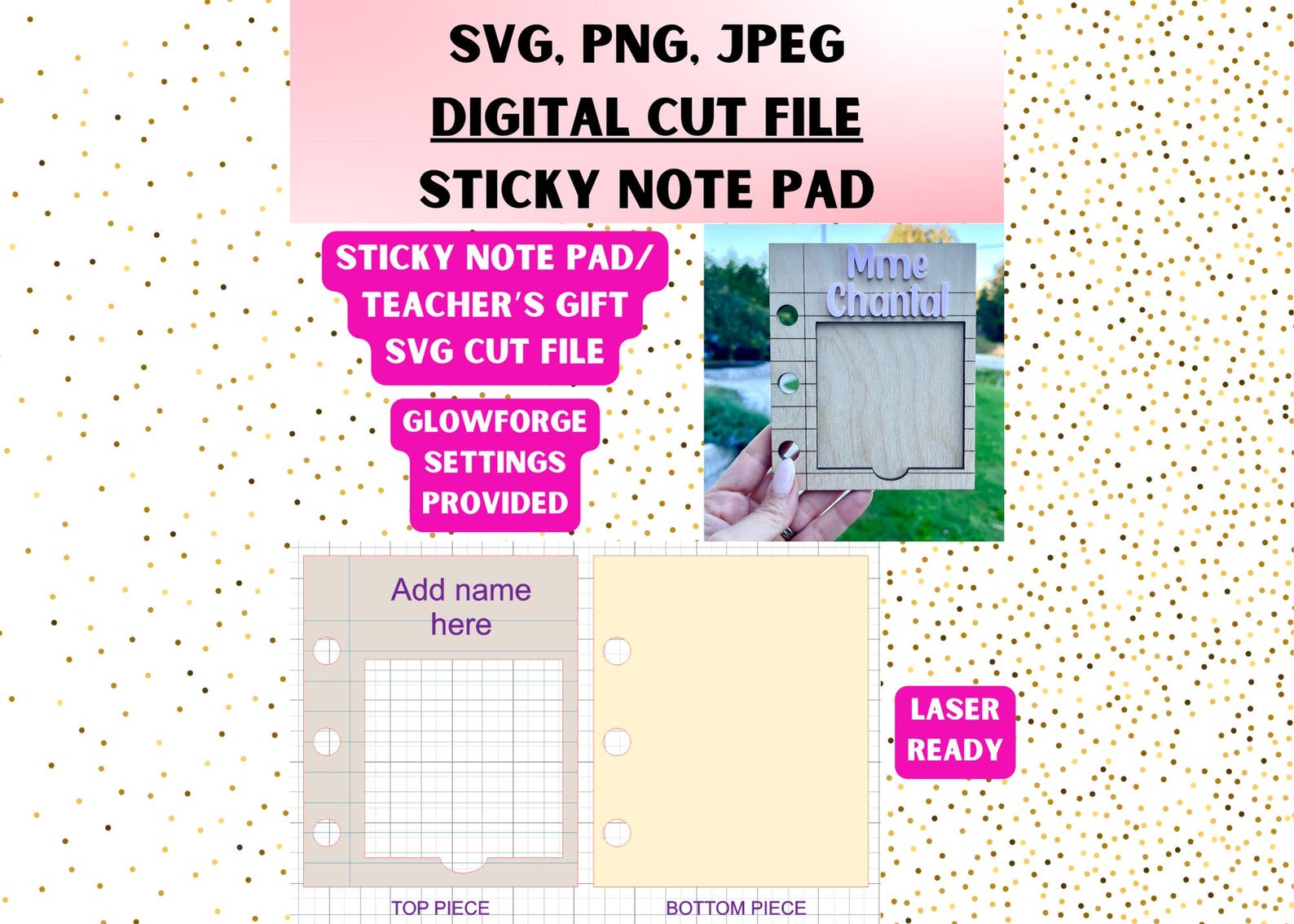 Sticky Note Pad SVG Digital Cut File - Etsy