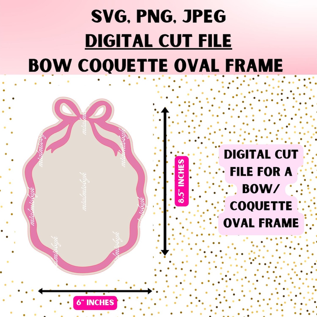 Coquette Bow Oval Frame | SVG Digital Cut File - Etsy