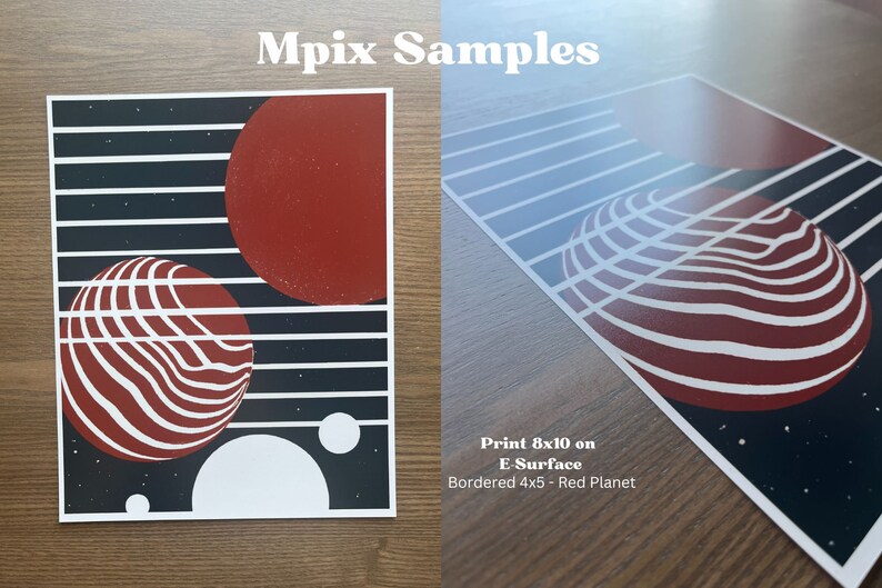 Retro Planets Art Print, Red Planet, Modern Wall Art Decor, Geometric ...