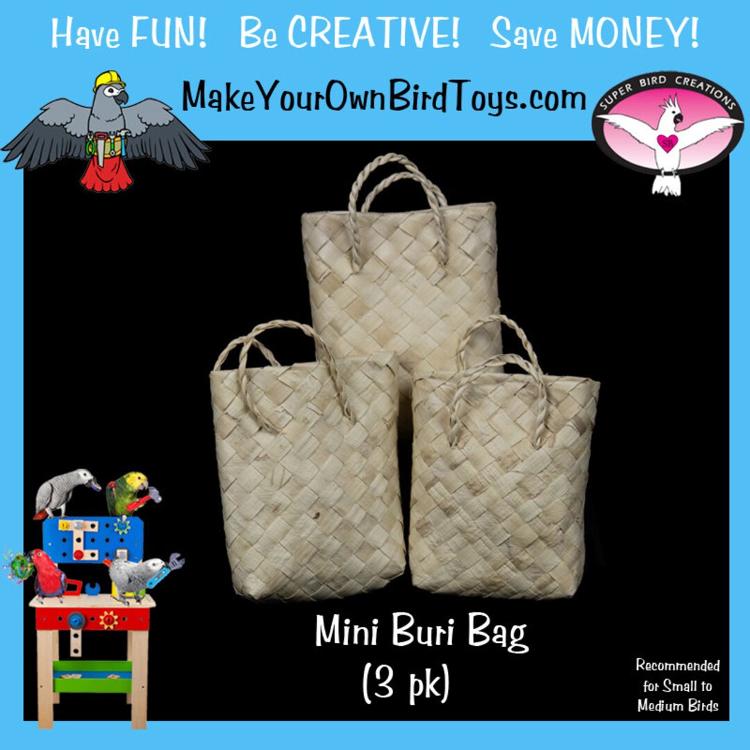 Mini Buri Bags (3) - Natural Bird Toy Parts/rabbit Toys/homemade Bird ...
