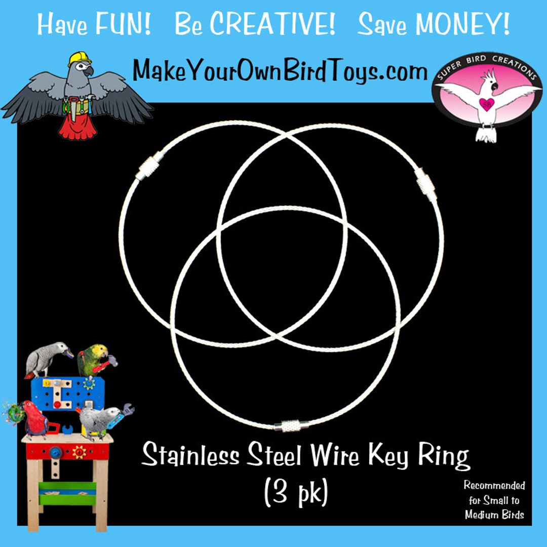 3" Wire Key Rings-stainless Steel(3pk) - Bird Toy Base/bird Toy Parts ...