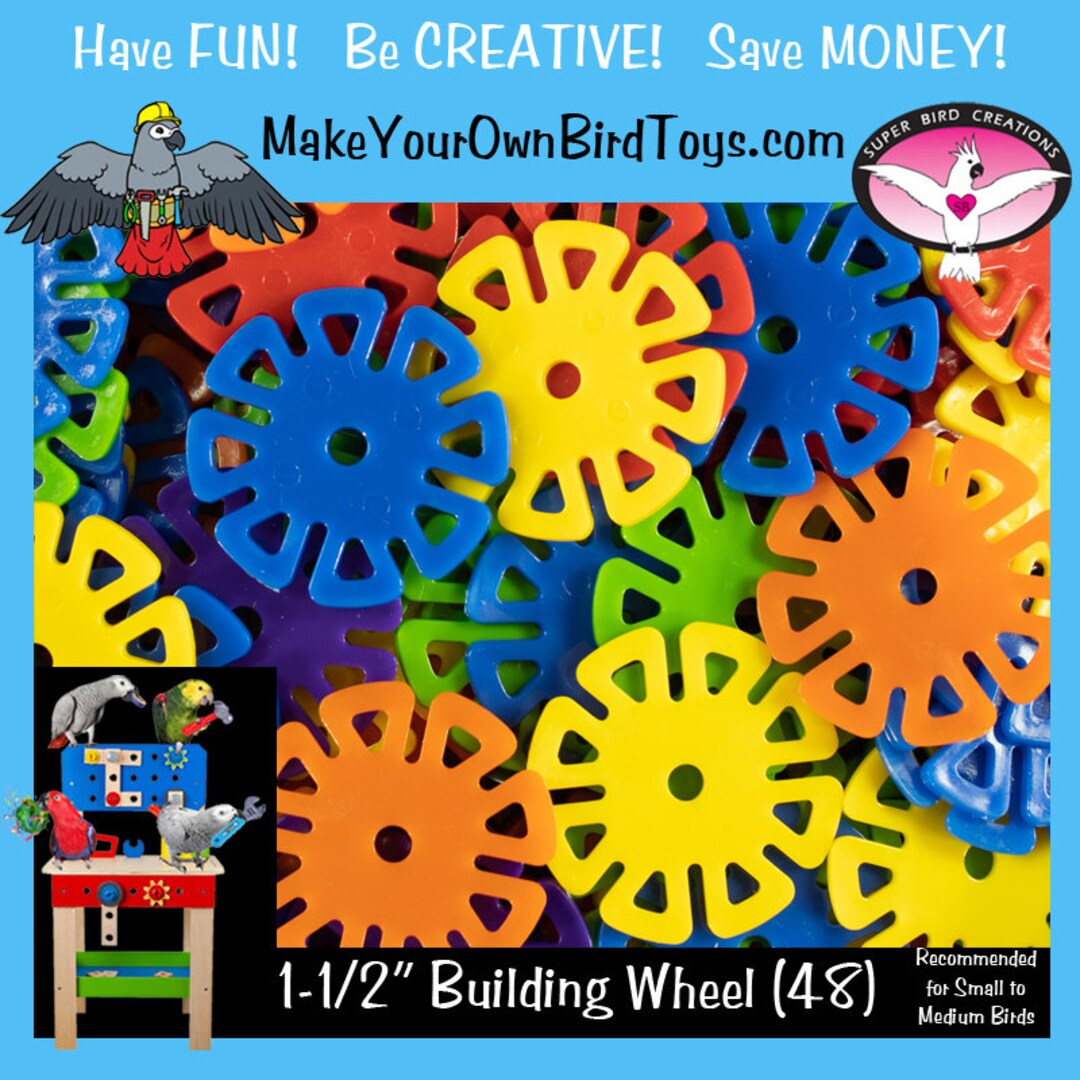 1.5" Building Wheels (48) - Bird Toy Parts/sugar Glider Toys/homemade ...