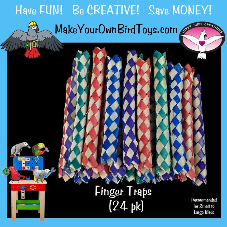 24pk Bamboo Finger Traps Bird Toy Parts Rabbit Toys Homemade Bird Toys ...