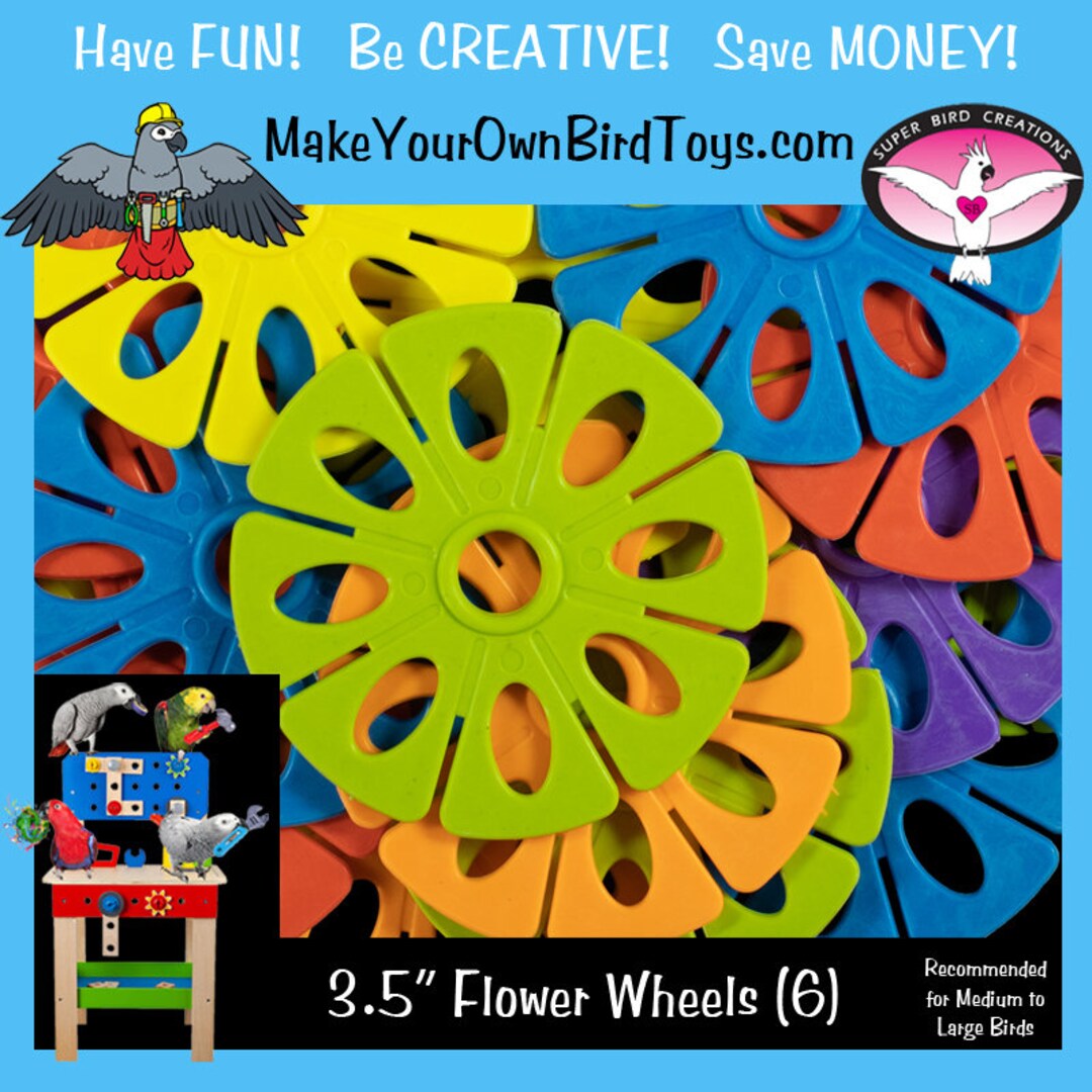 Plastic Flower Wheels (6) – Bird & Sugar Glider Toy Parts - Etsy