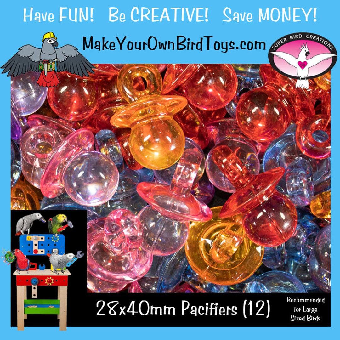 12pk Pacifier Beads (28 X 40 Mm) - Bird Toy Parts/sugar Glider Toys ...