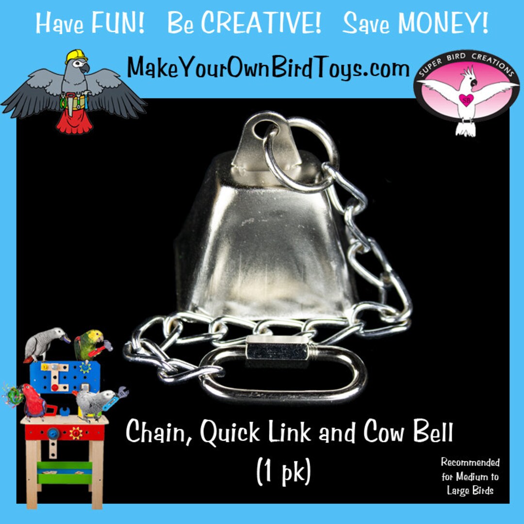 10" Dangling Cow Bell Bird Toy – DIY Parts, Nickel Plated Steel - Etsy