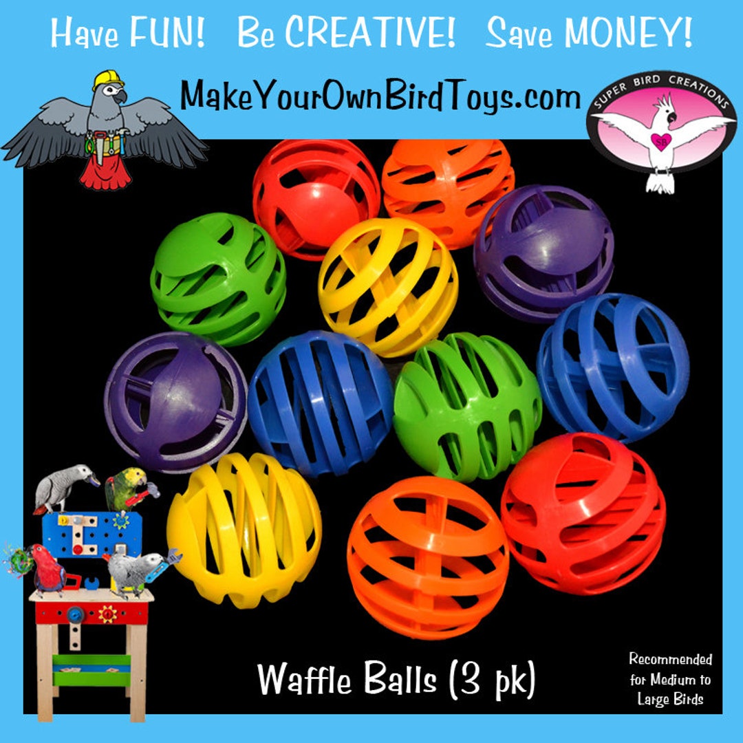 3 Waffle Balls 3 Bird Toy Parts/sugar Glider Toys/homemade Bird Toys ...